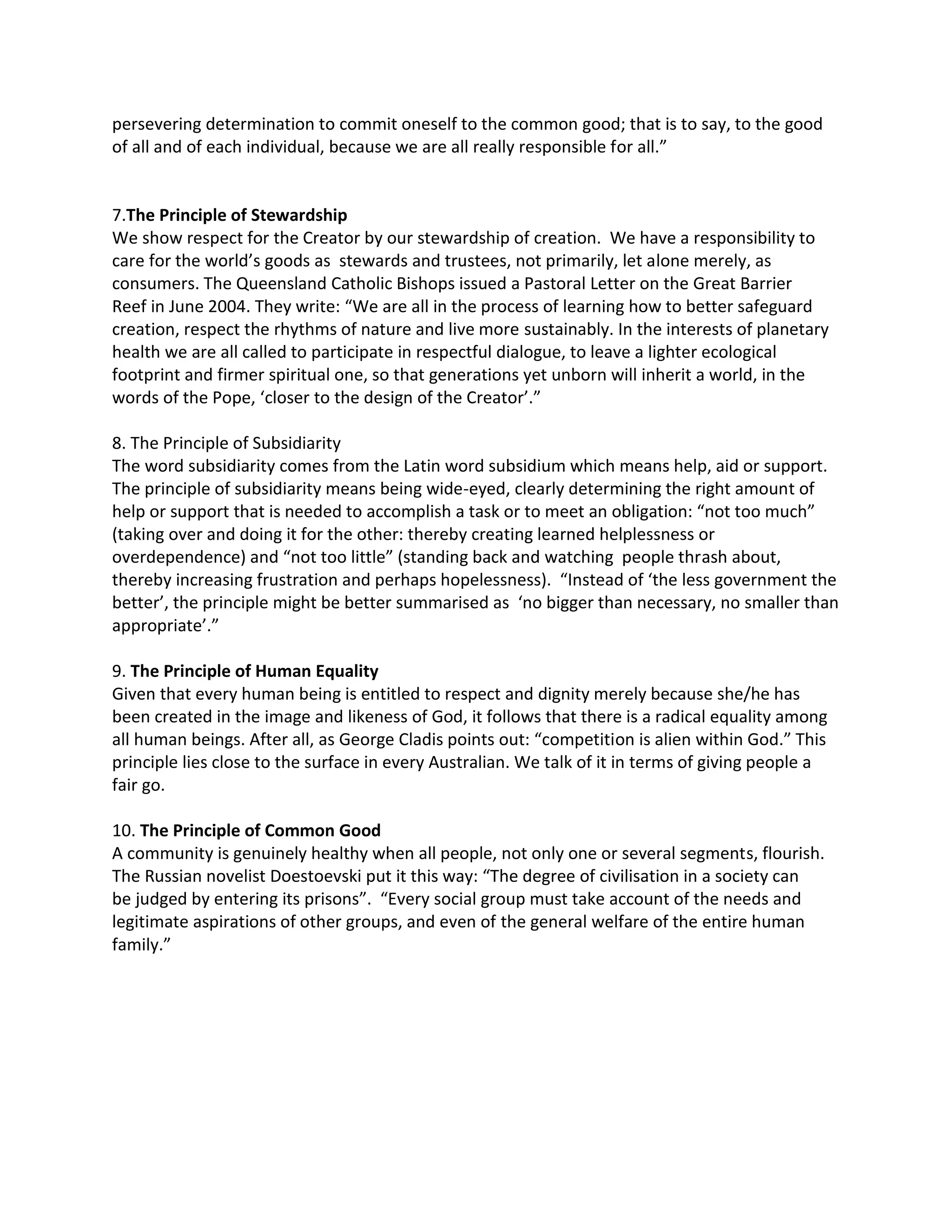 Ten principles of social teaching | DOCX