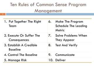 Ten rules for common sense program management | PDF