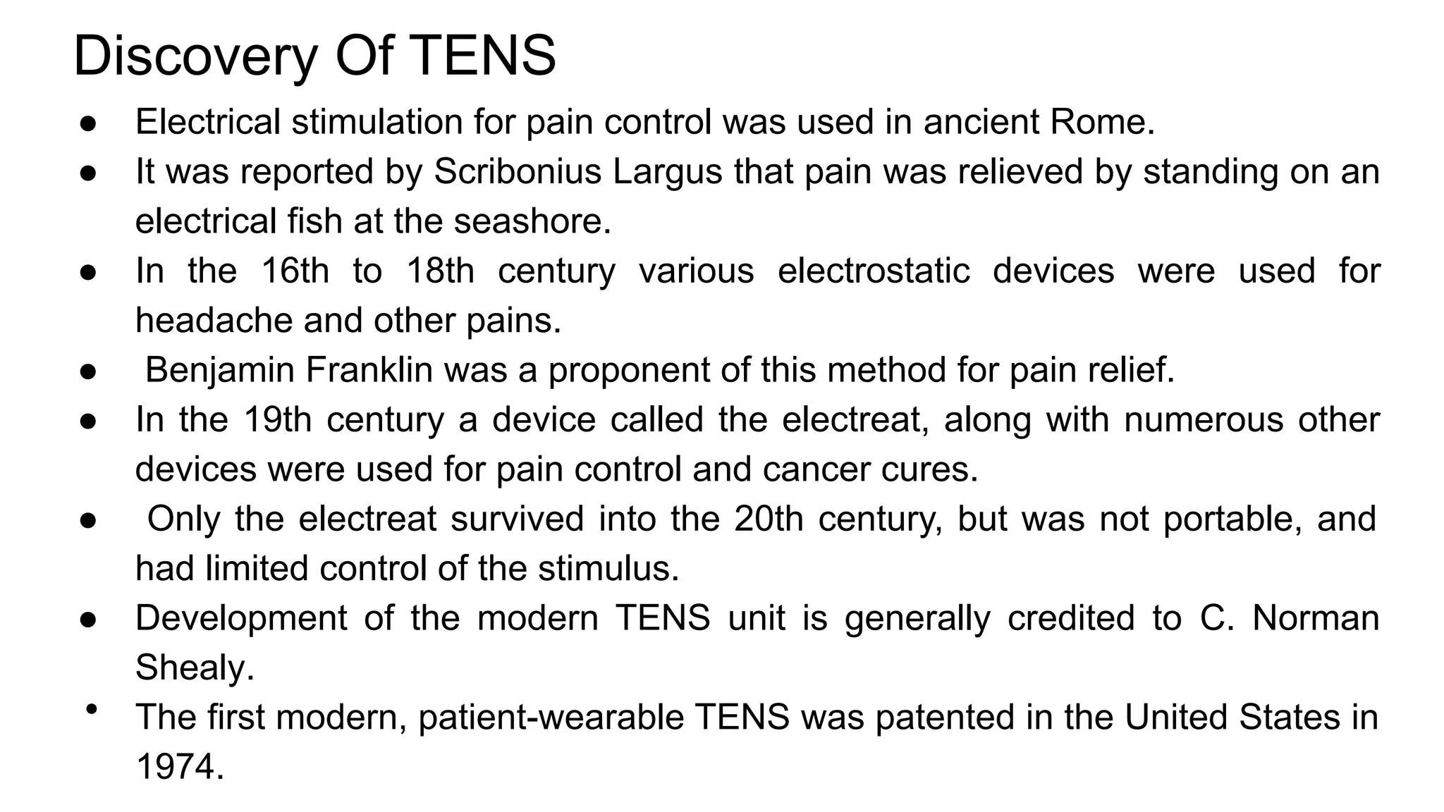 Transcutaneous Electrical Nerve Stimulator (TENS) | PDF