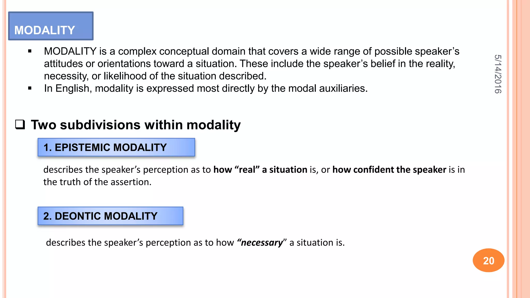 Tense, aspect, mood and evidentiality | PPTX
