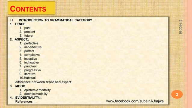 Tense, aspect, mood and evidentiality | PPTX