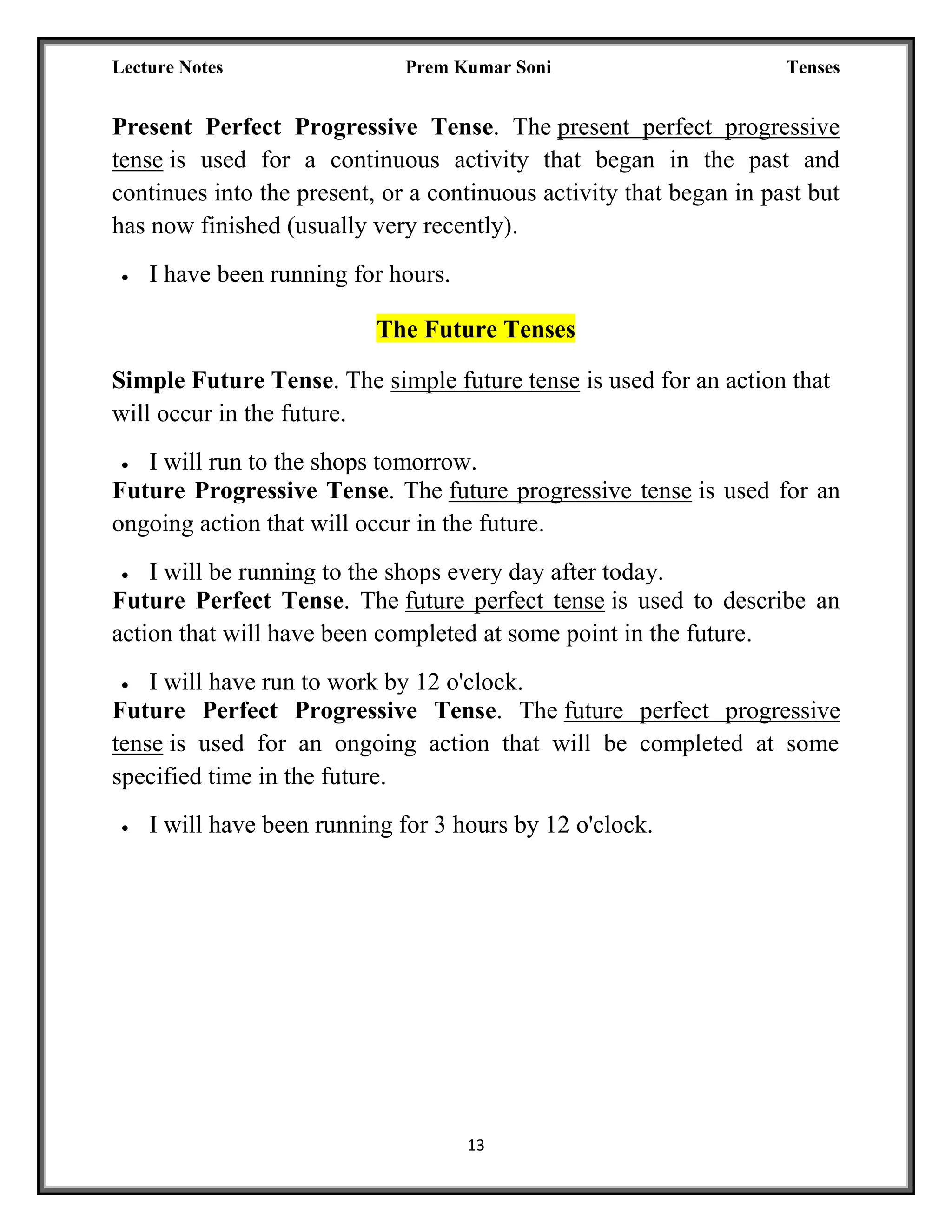 Tense notes | PDF