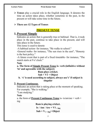 Tense notes | PDF