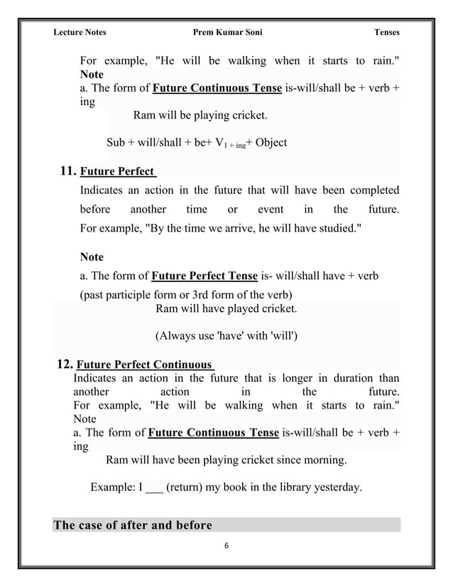 Tense notes | PDF