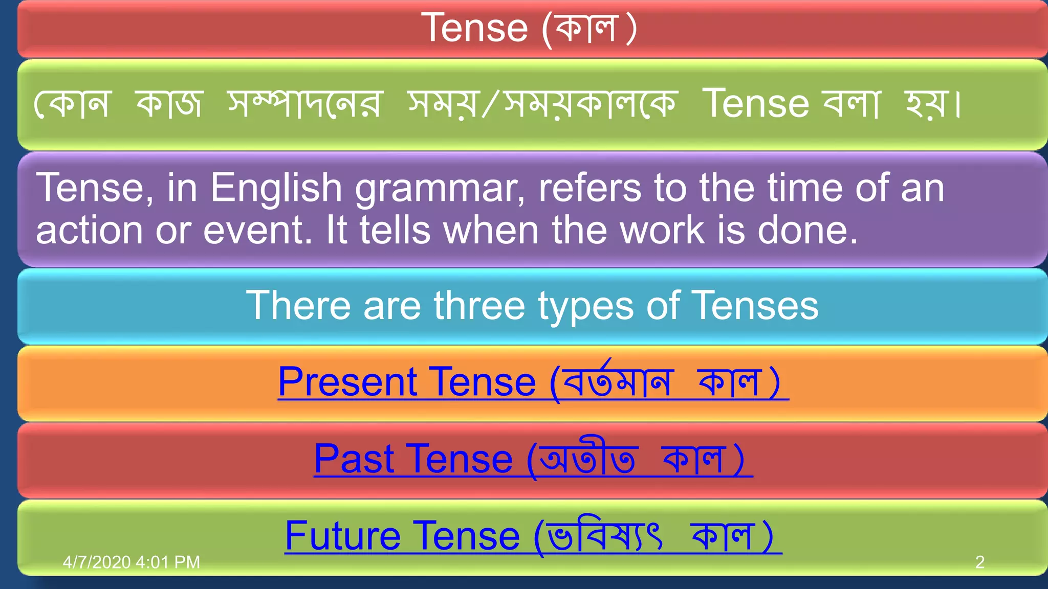 Tense, present indefinite tense in Bangla | PPTX