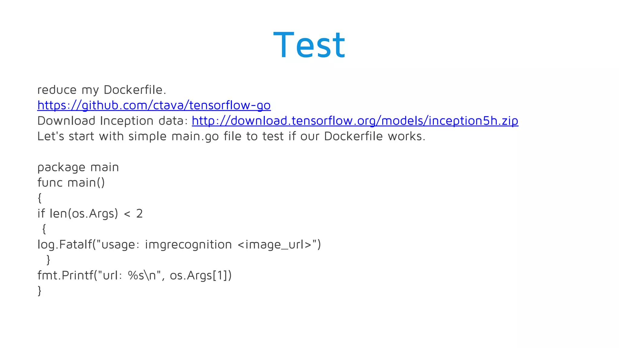 TensorFlow, Docker & GoLang - All for Image Rekognition Sangam Biradar(EngineITops) | PPT