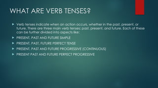 All four verb TENSES for English grammar | PPTX