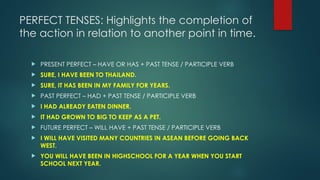 All four verb TENSES for English grammar | PPTX