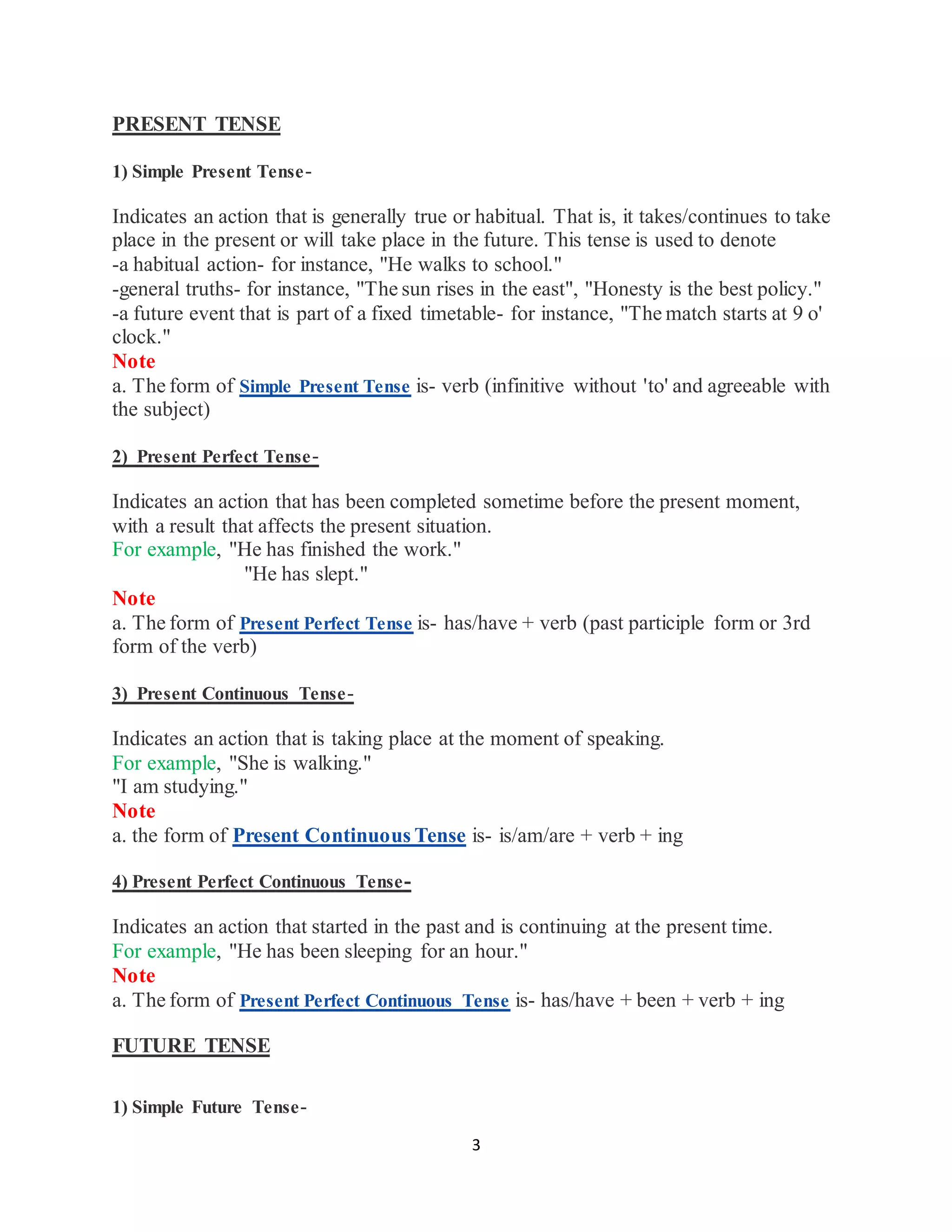 Tenses rules and exercises | PDF