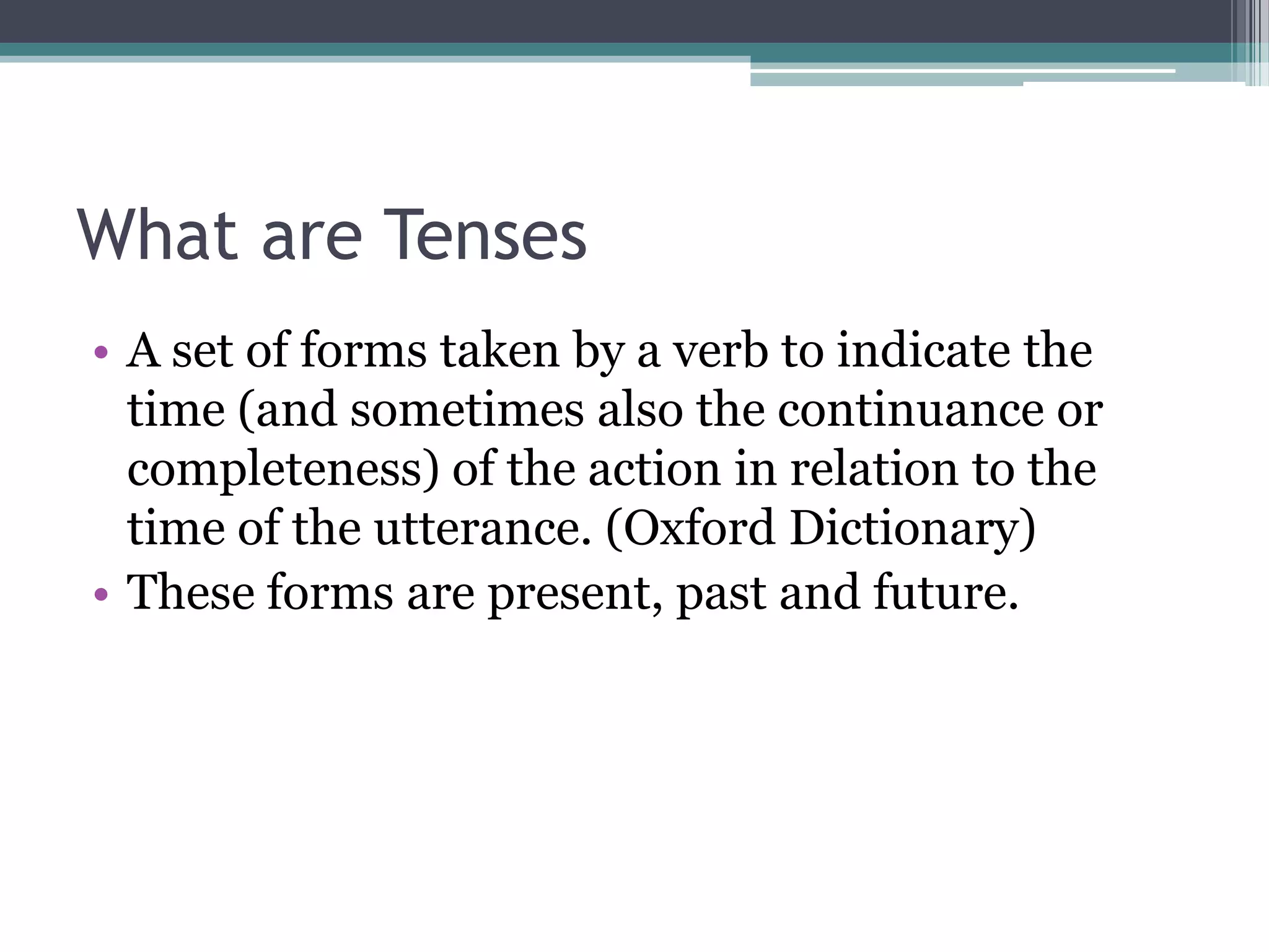 Tenses and aspect in English | PPTX