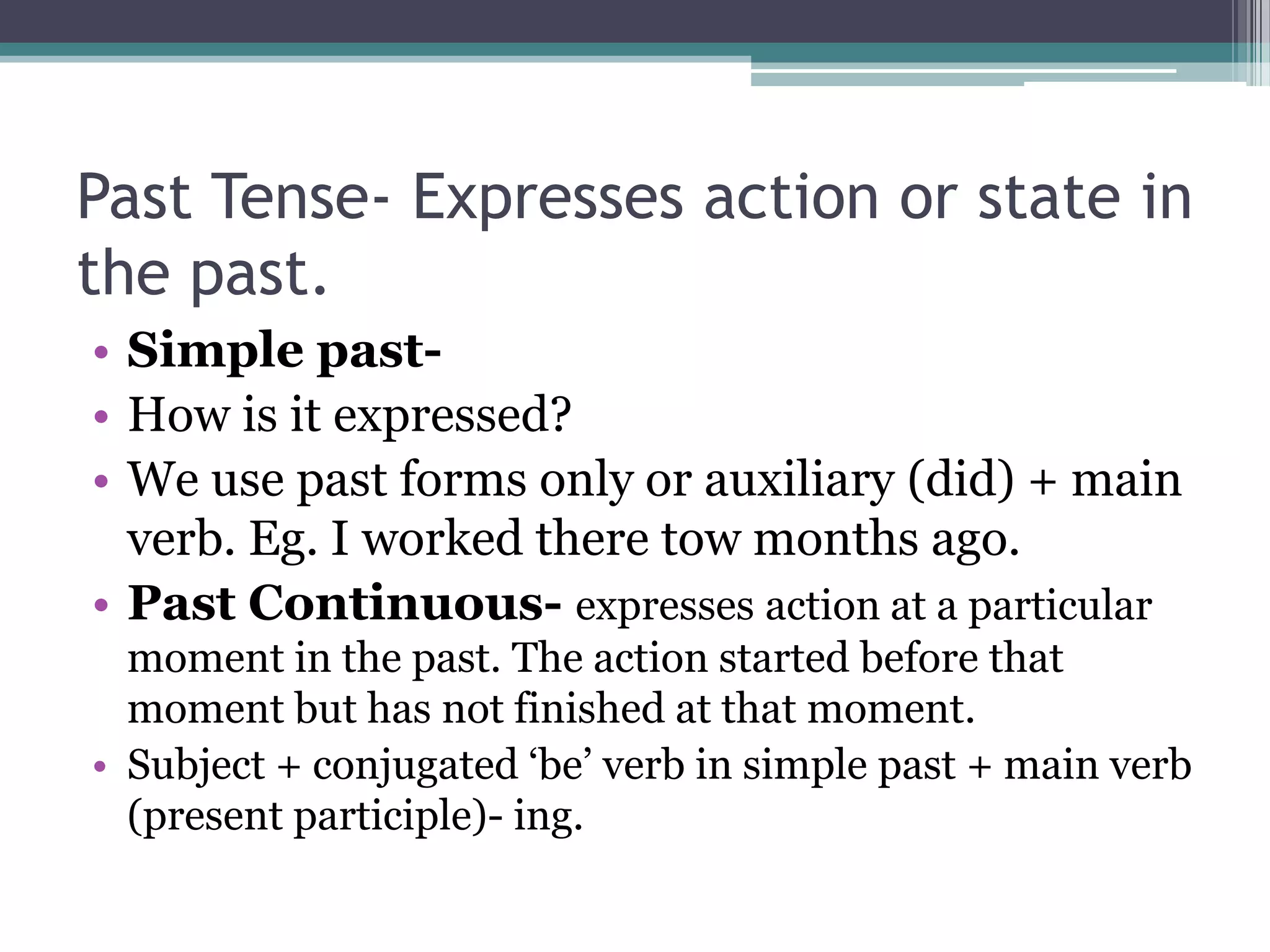 Tenses and aspect in English | PPTX