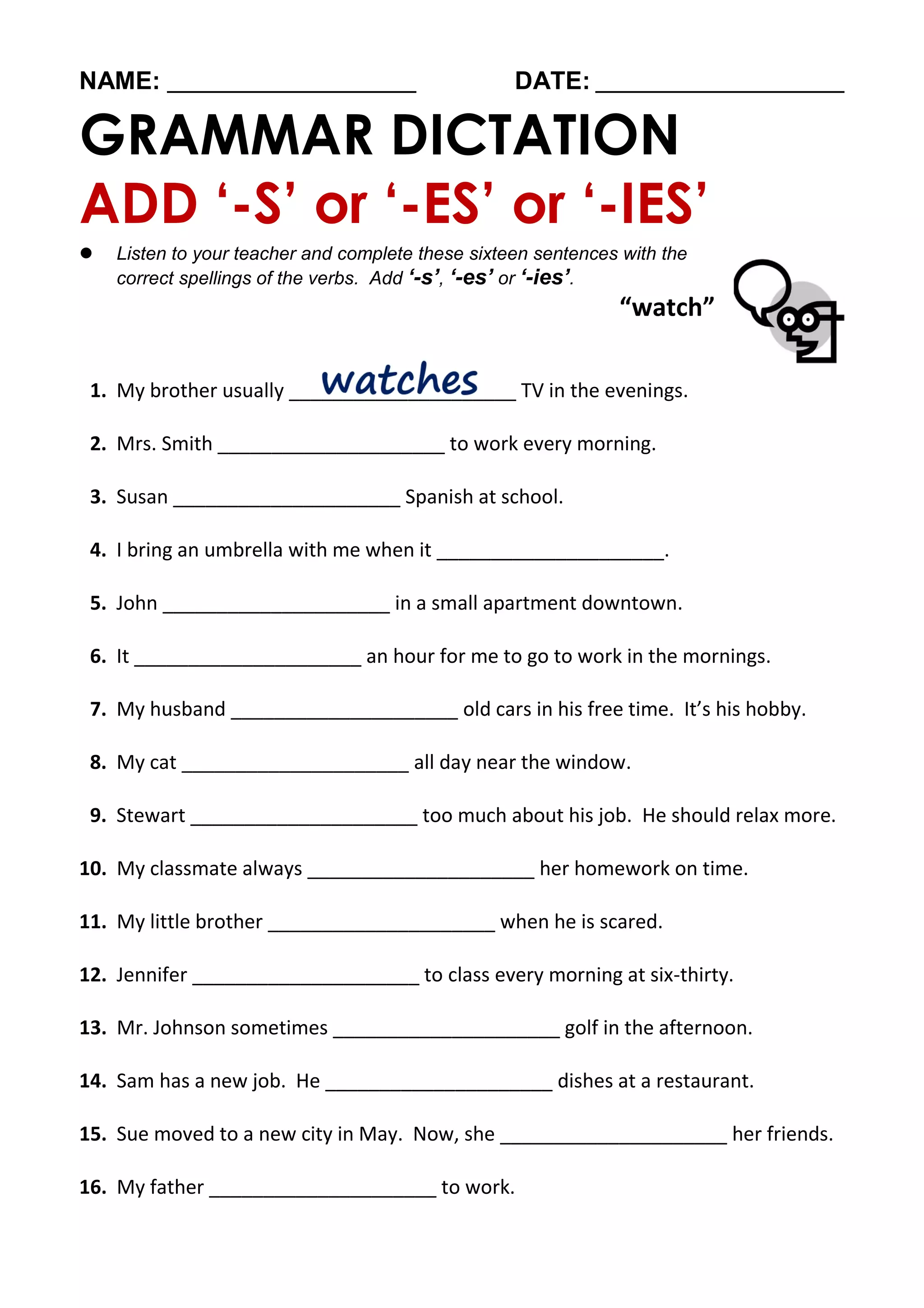 Tense X worksheet 01 | PDF