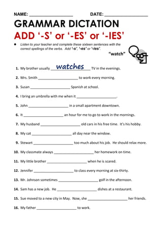 Tense X worksheet 01 | PDF