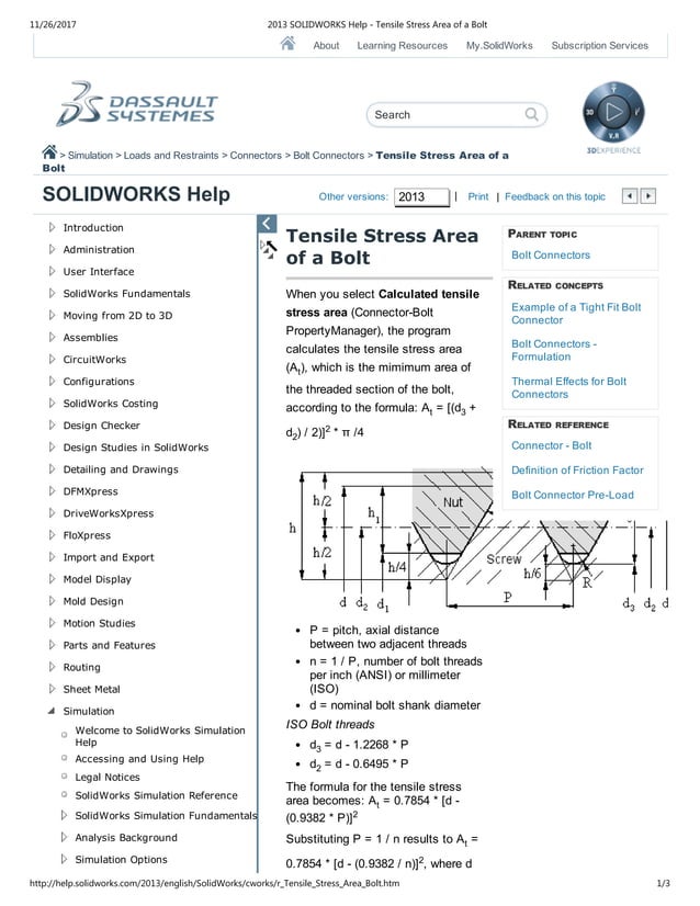 Tensile stress area of a bolt | PDF | Physics | Science