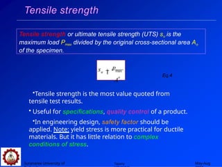 Tensile test procedure for mechanical engineer. | PPTX