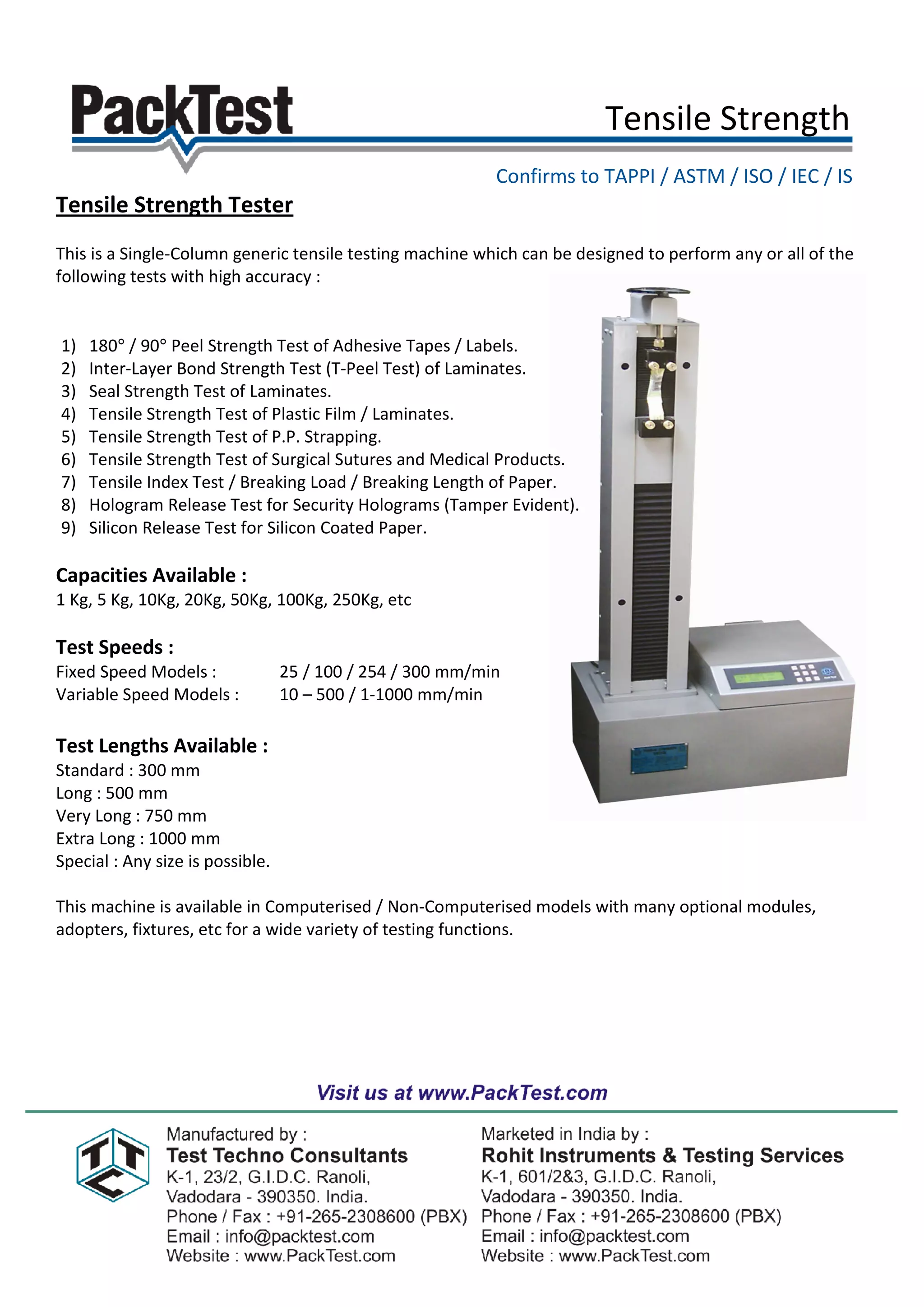 Tensile tester (gp series) | PDF