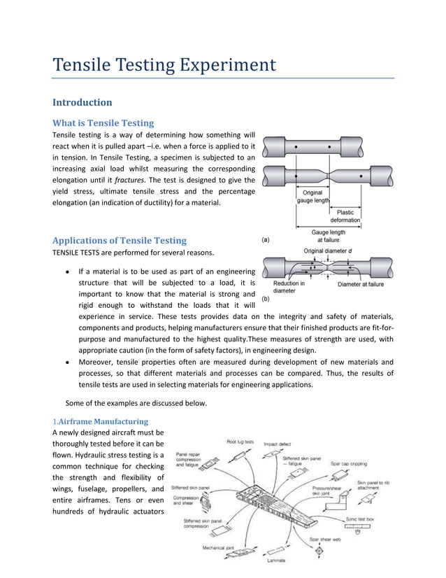 Tensile testing experiment | PDF