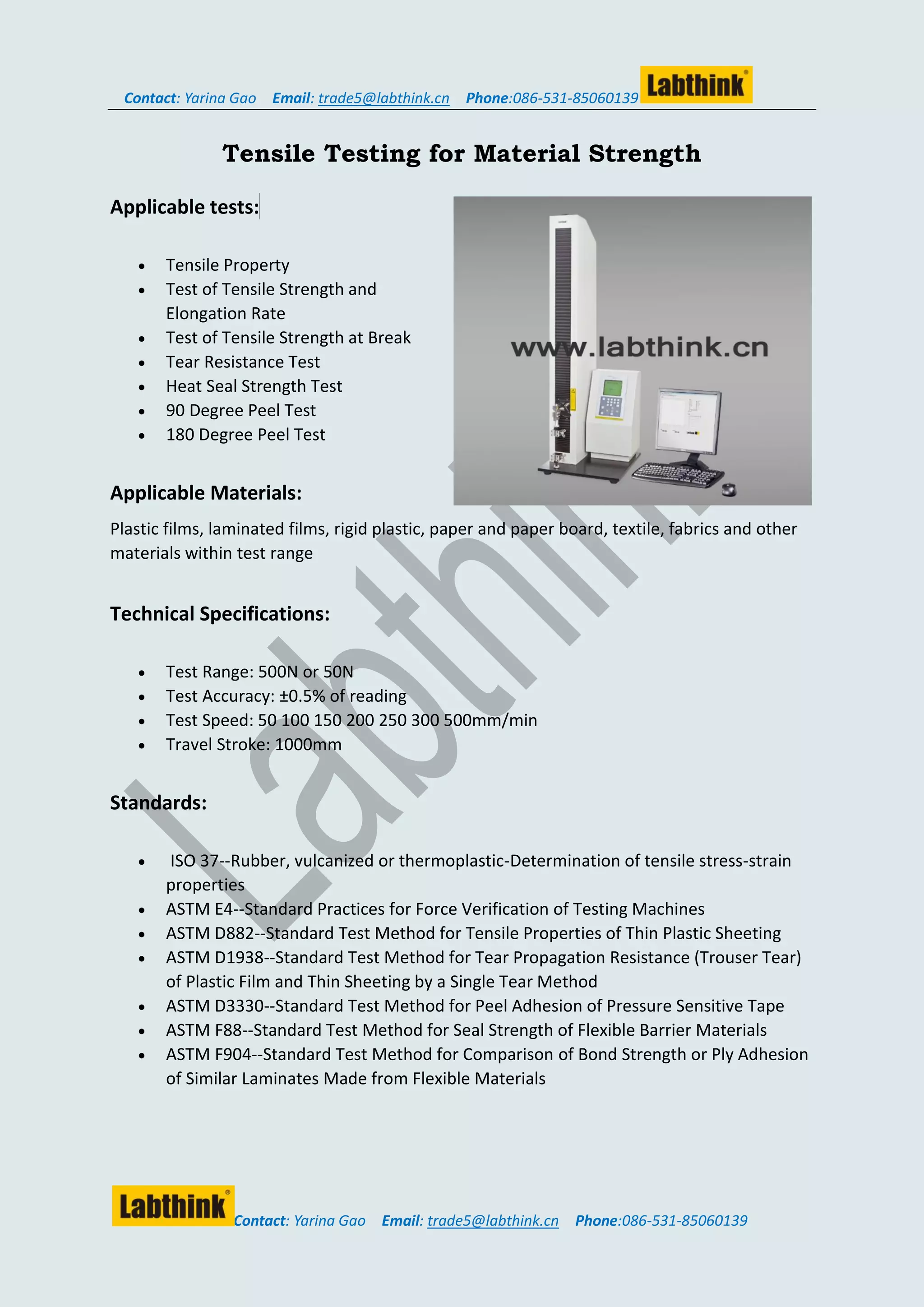Tensile testing for material strength | PDF | Science
