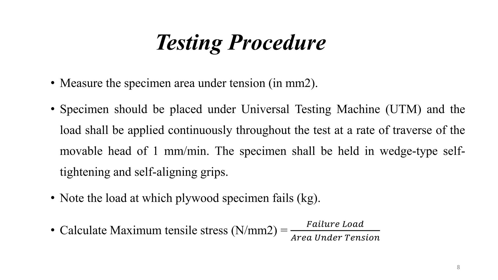 Tests on Plywood (Tensile Test) | PPTX