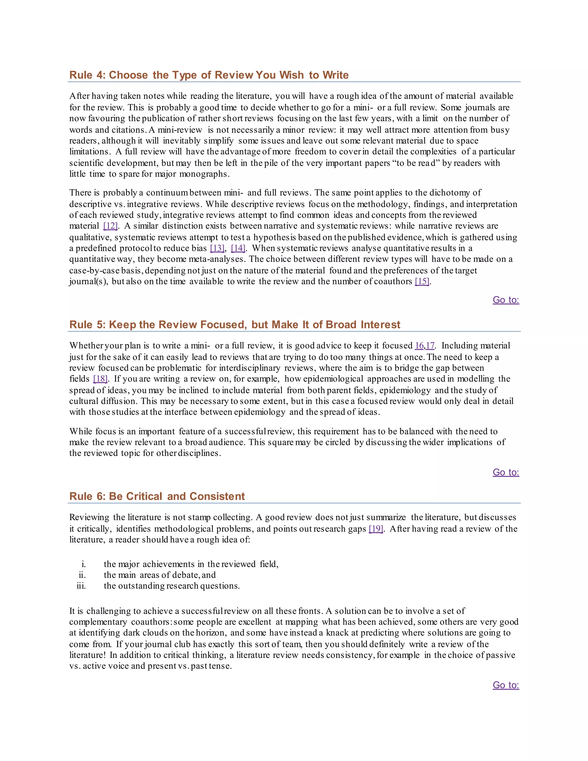 Ten simple rules for writing a literature review | DOCX