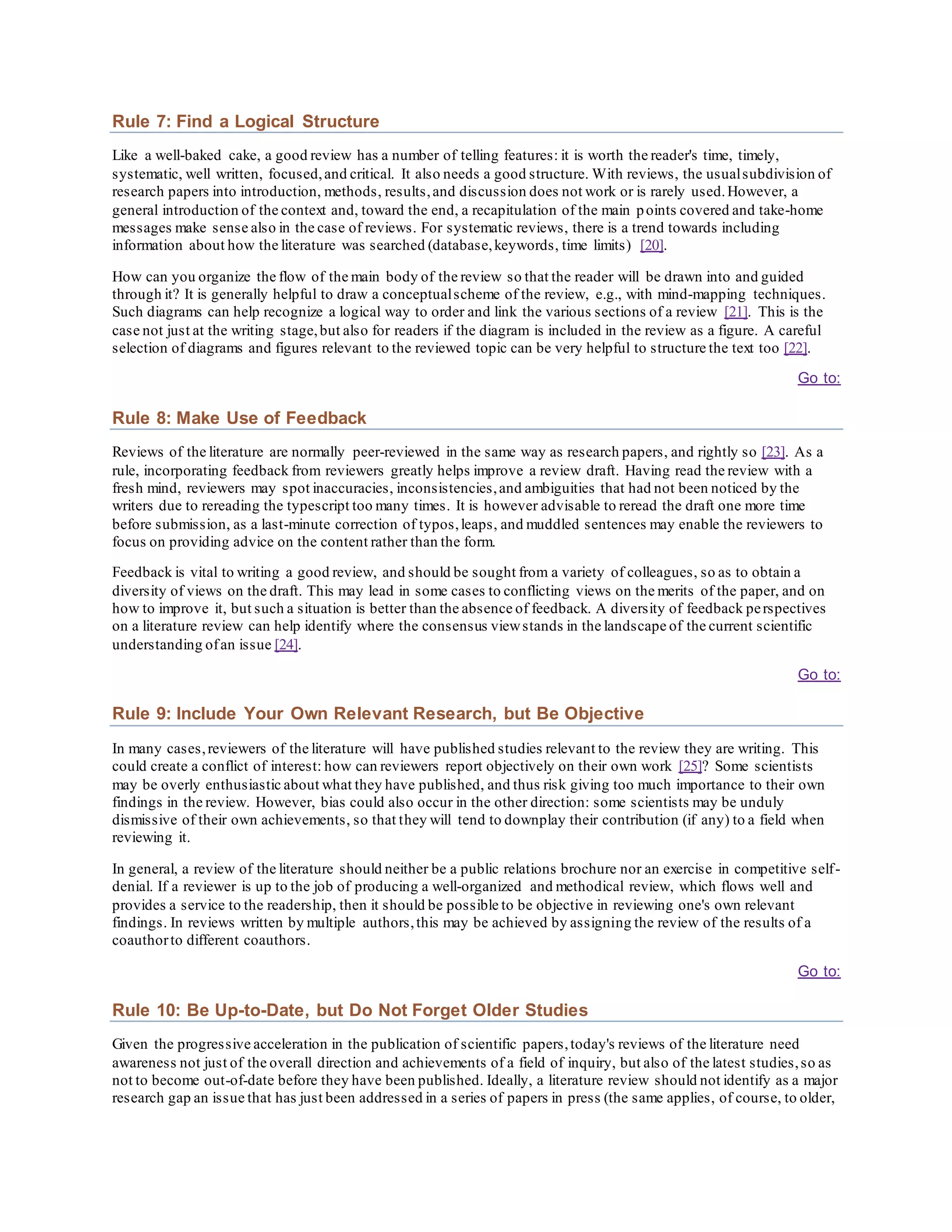 Ten simple rules for writing a literature review | DOCX