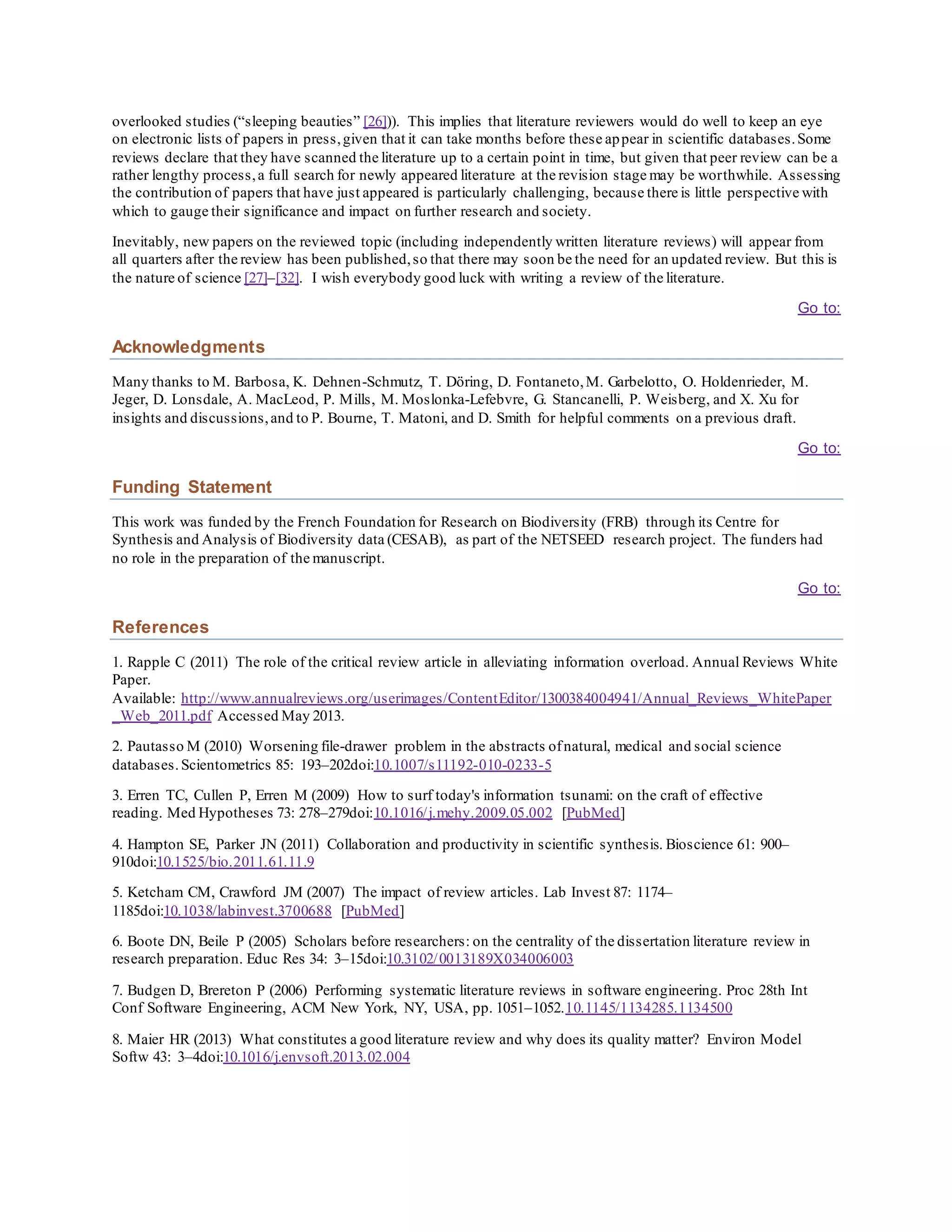Ten simple rules for writing a literature review | DOCX