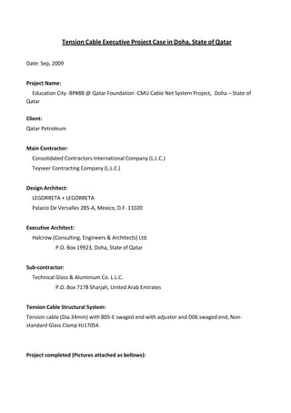 Tension cable executived project in qatar | PDF