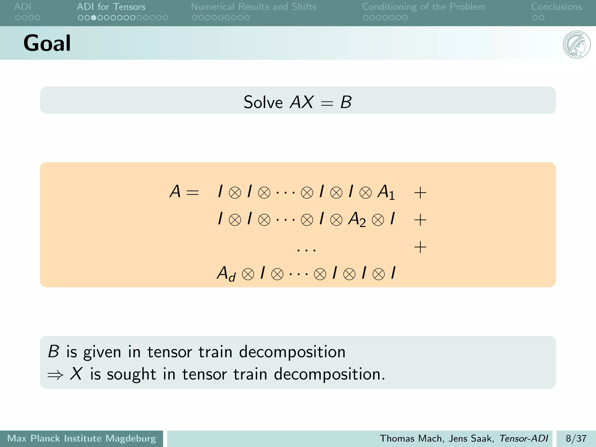 ADI for Tensor Structured Equations | PPT