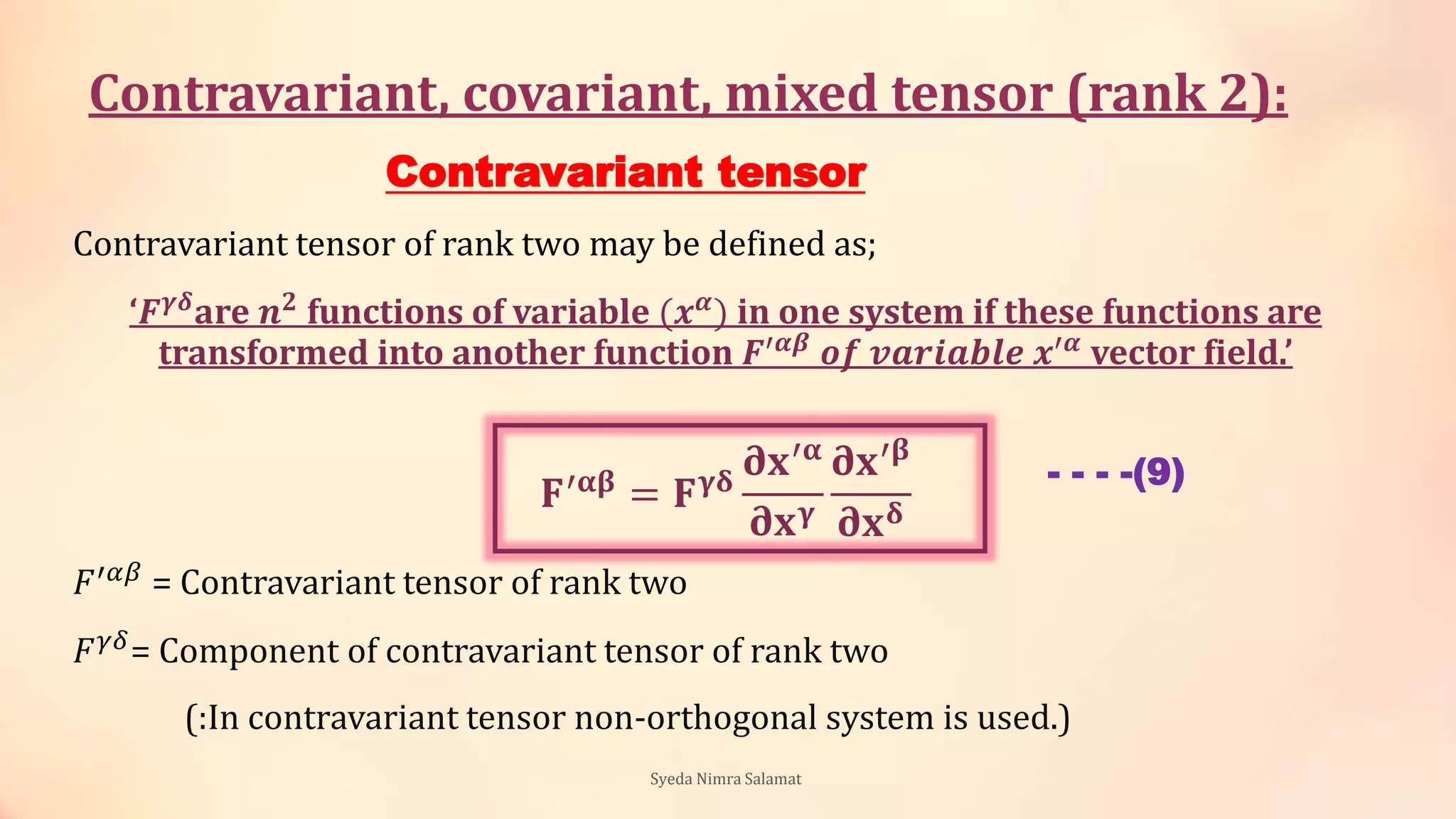 Tensor analysis | PPTX