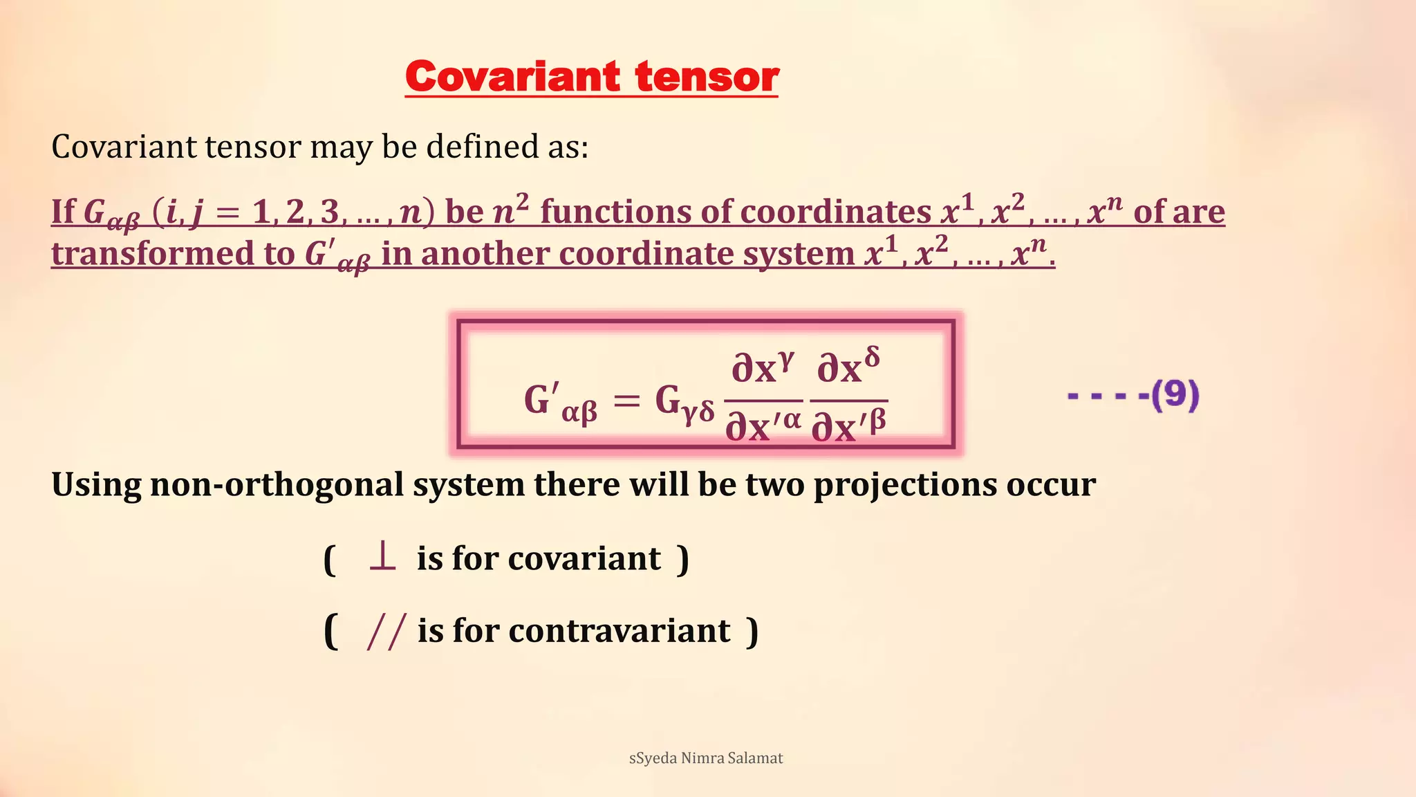 Tensor analysis | PPTX
