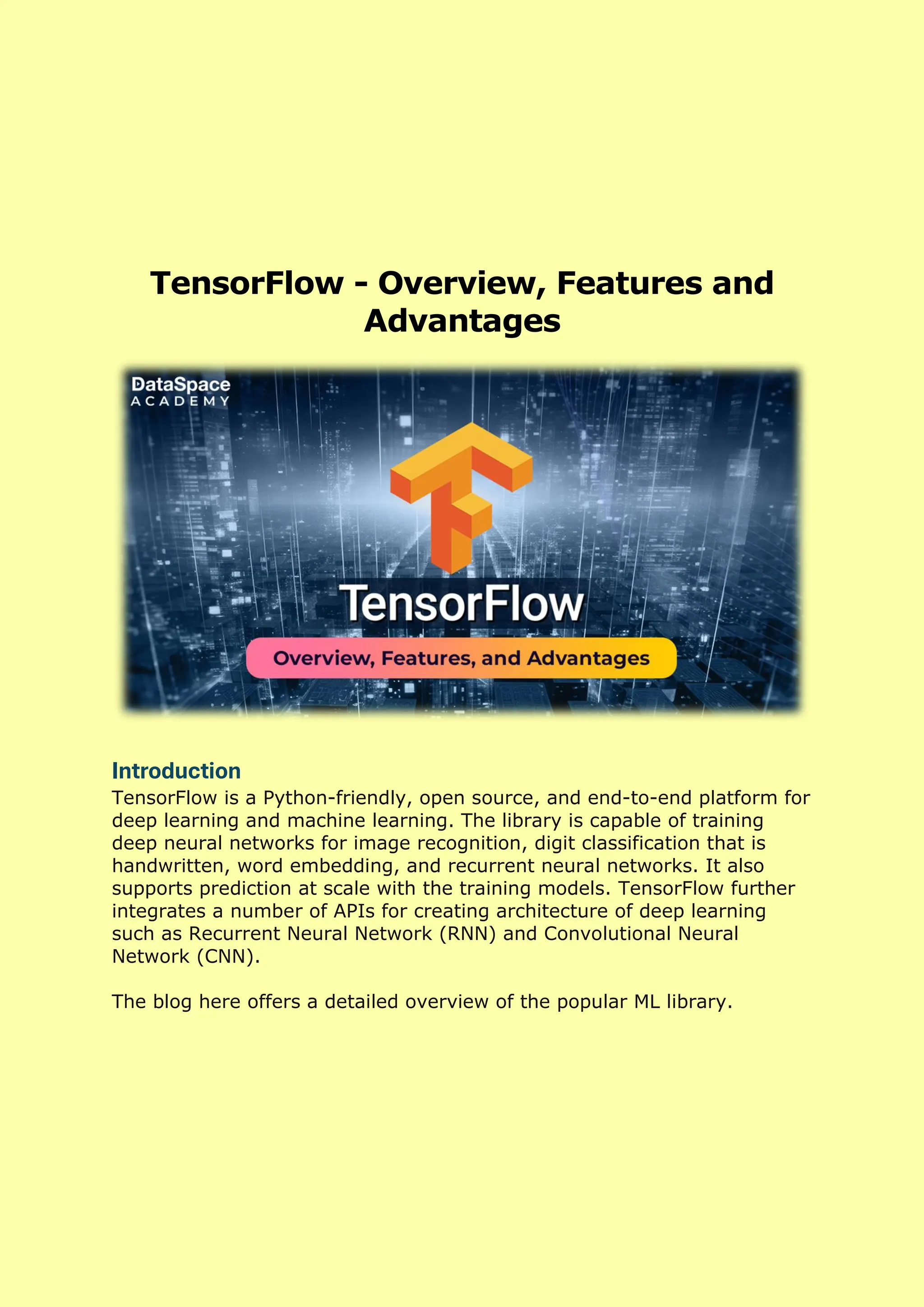 Tensorflow - Overview, Features And Advantages.pdf
