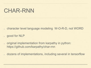 a tour of several popular tensorflow models | PPTX