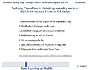 TensorFlow Serving, Deep Learning on Mobile, and Deeplearning4j on the ...