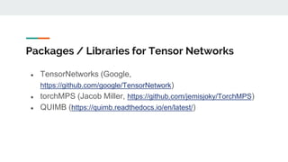 Tensor Networks and Their Applications on Machine Learning | PPTX