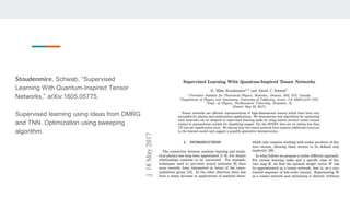 Tensor Networks and Their Applications on Machine Learning | PPTX