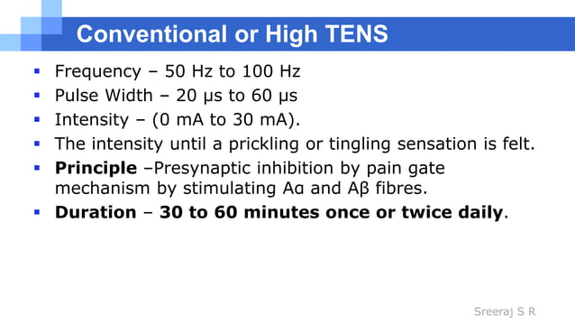 Transcutaneous Electrical Nerve Stimulation (TENS) SRS | PPTX