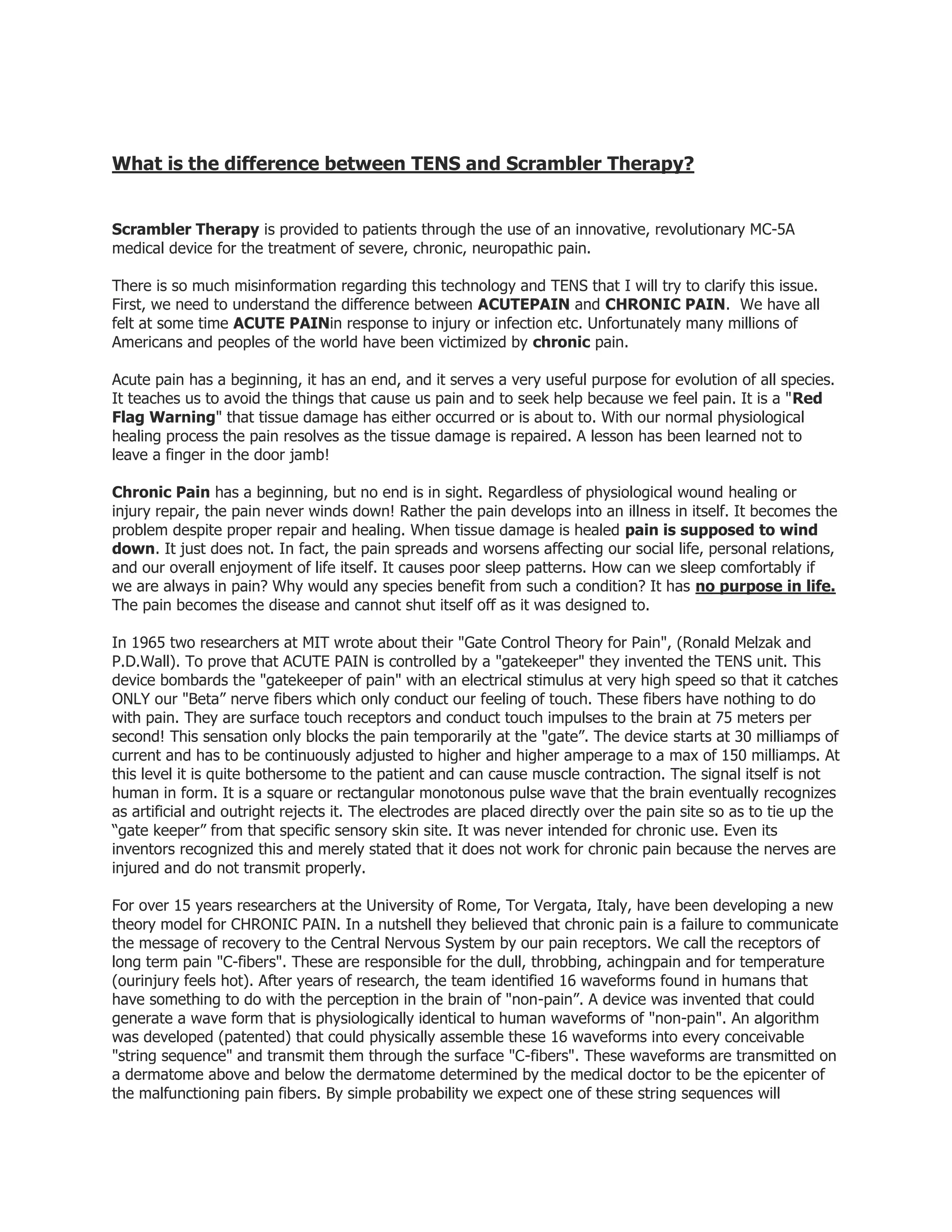 TENS versus Scrambler Therapy | DOCX