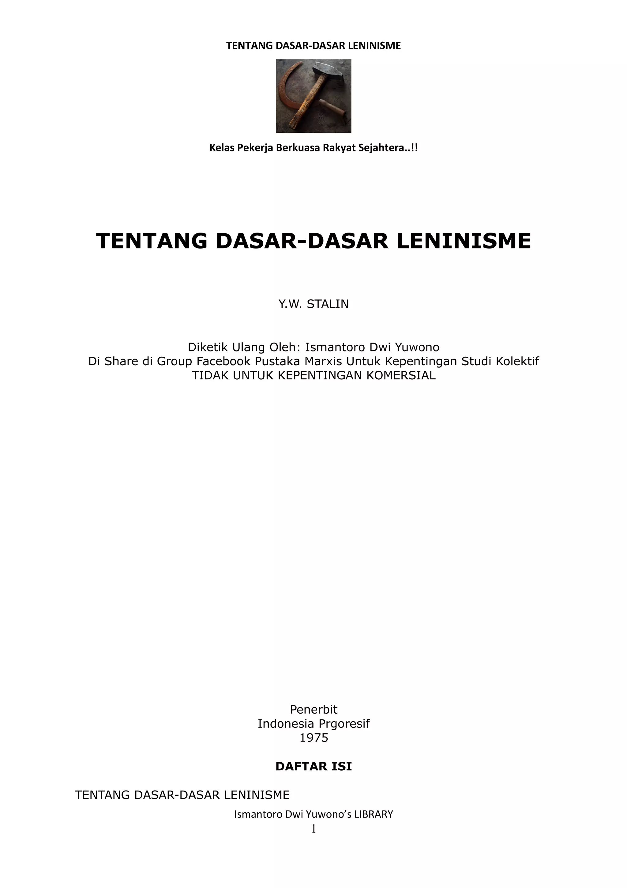 Tentang dasar leninisme bagian 1 | RTF