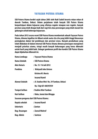 SSB Putera Utama Bekasi | PDF