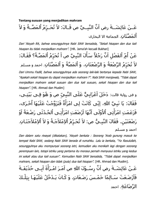 Tentang susuan yang menjadikan mahram | PDF
