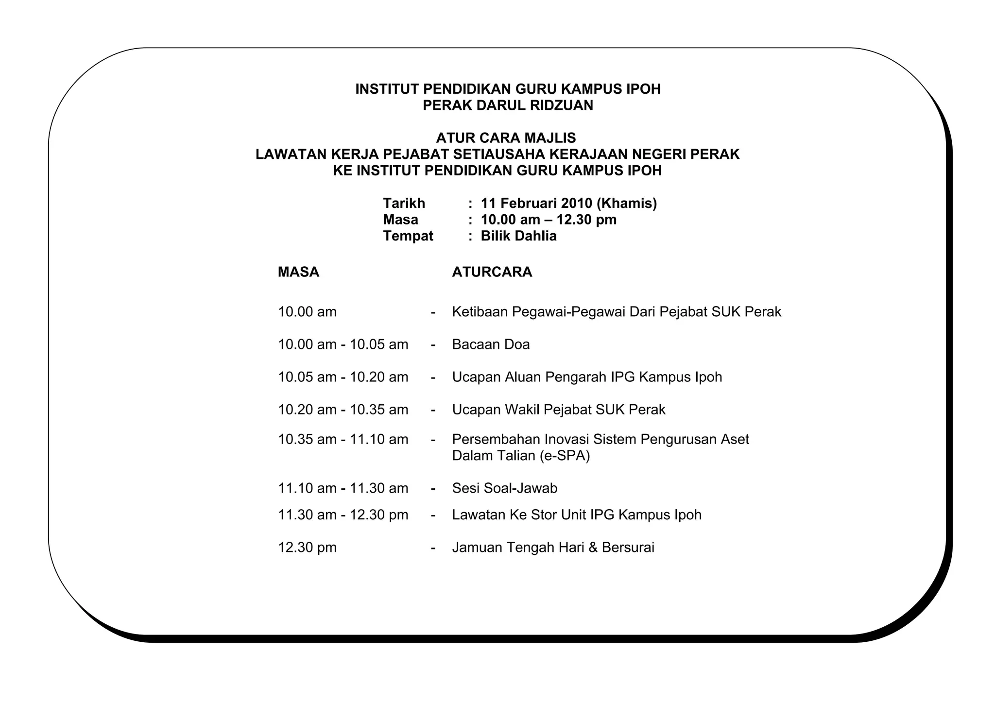 Tentatif Lawatan Suk Perak 11 Feb2010a | DOC
