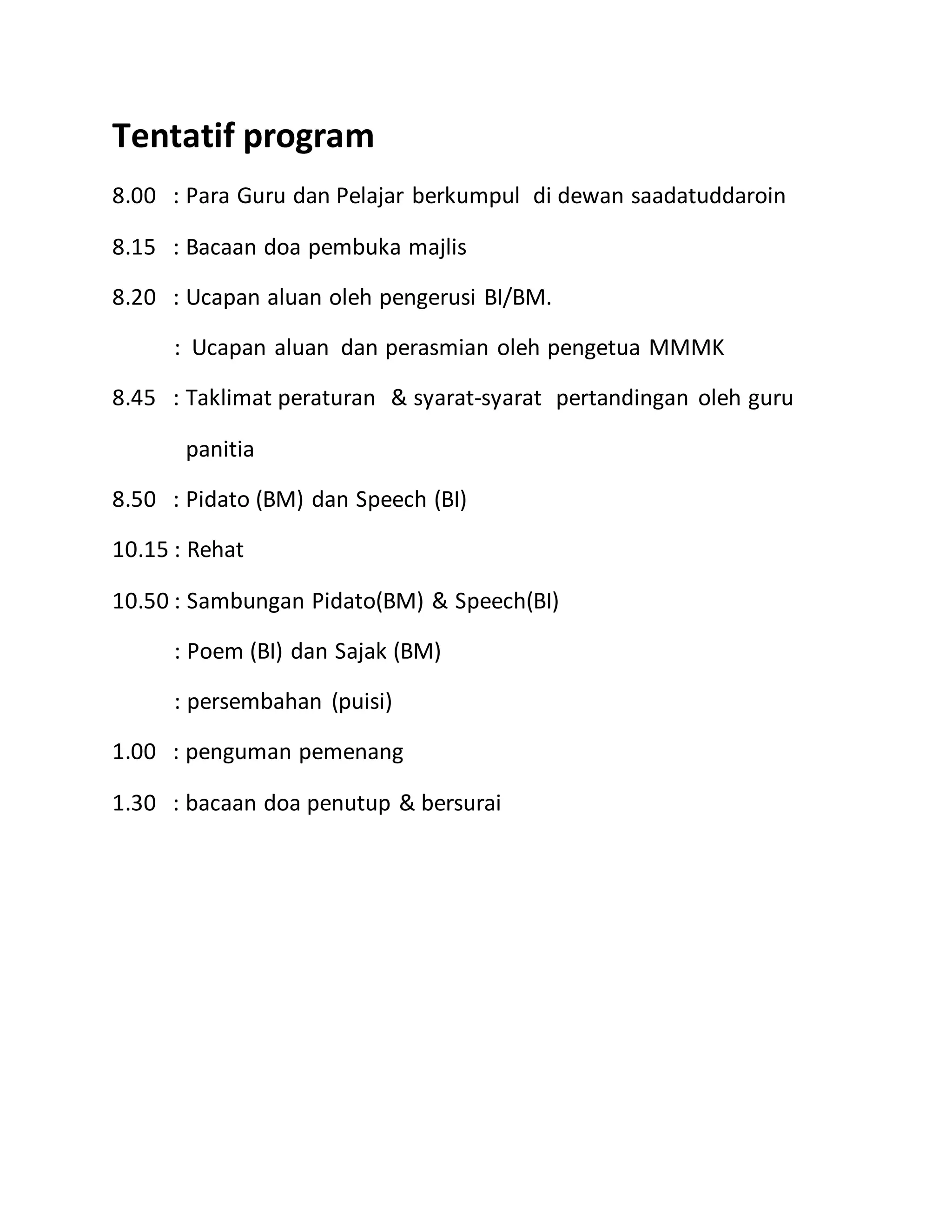 Tentatif program | PDF
