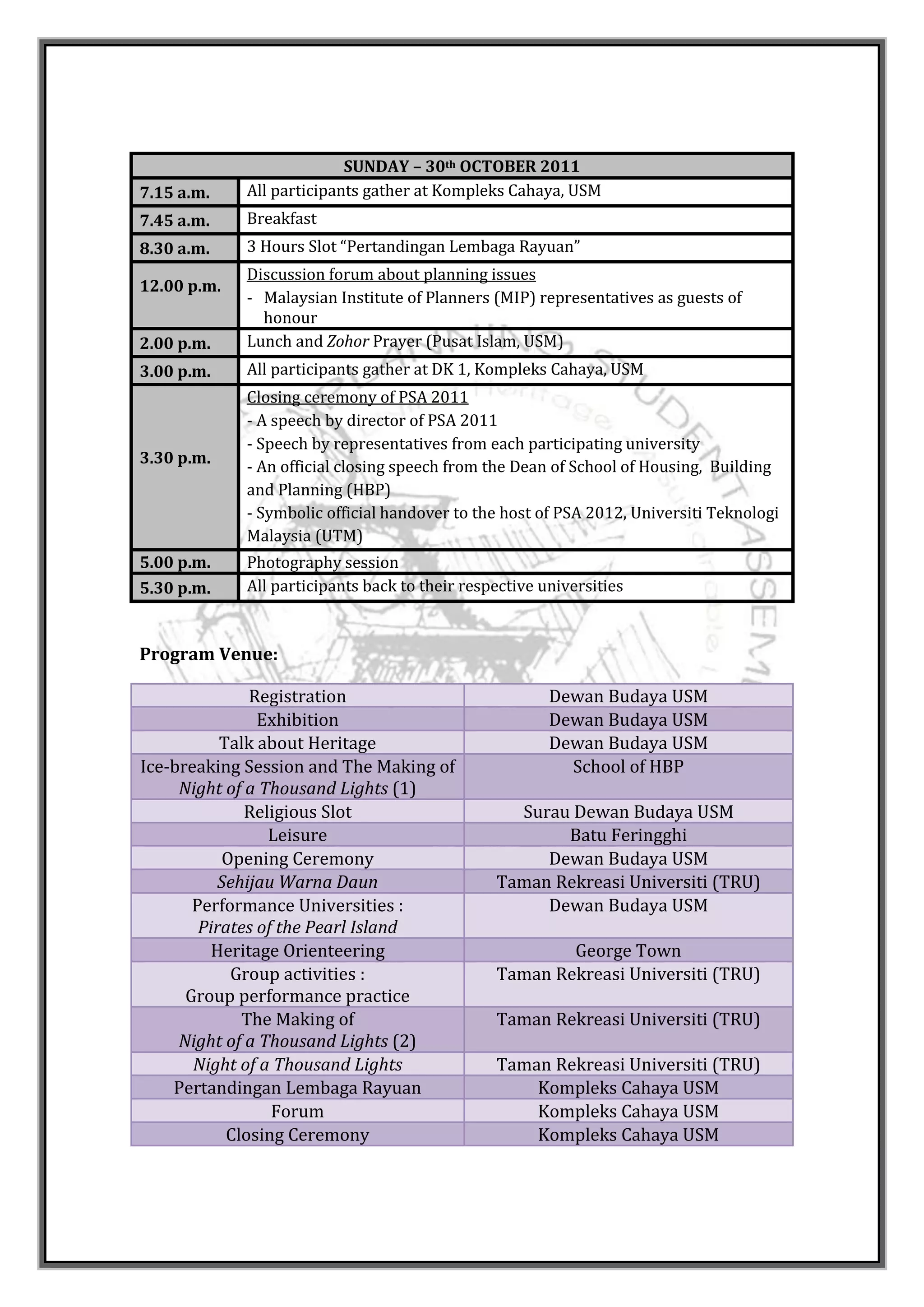 PSA Programme Tentative | DOCX