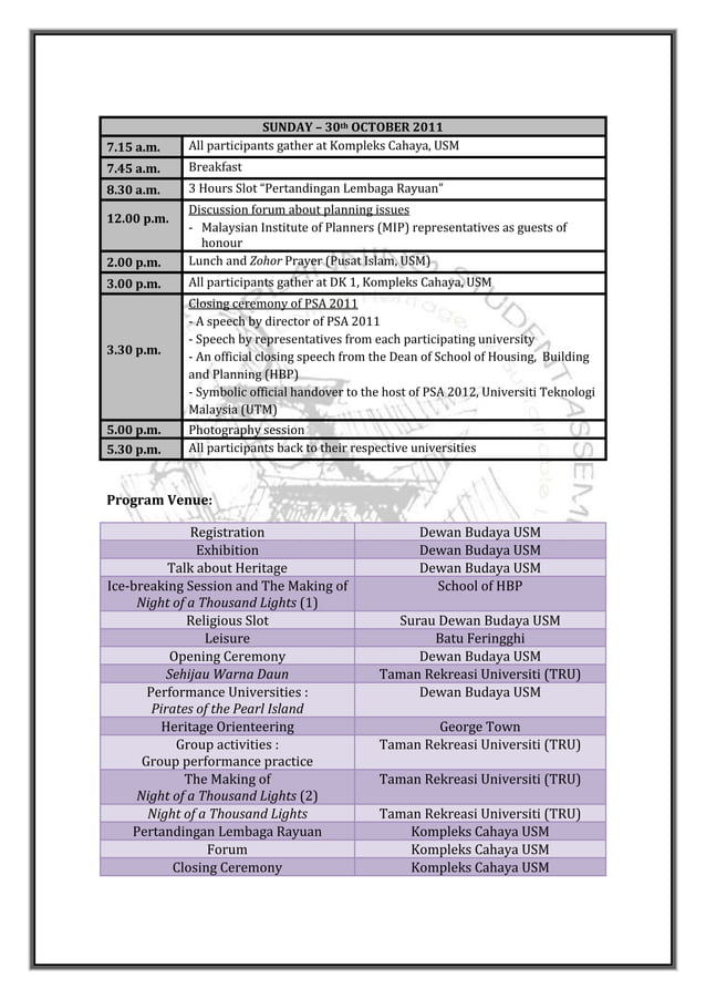 PSA Programme Tentative | PDF