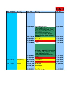 Tentative program | XLS