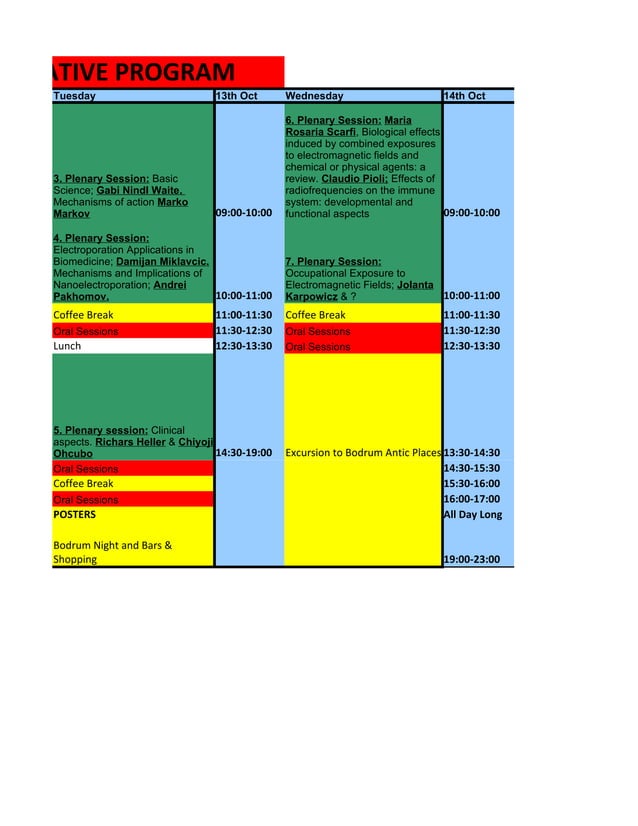 Tentative program | XLS