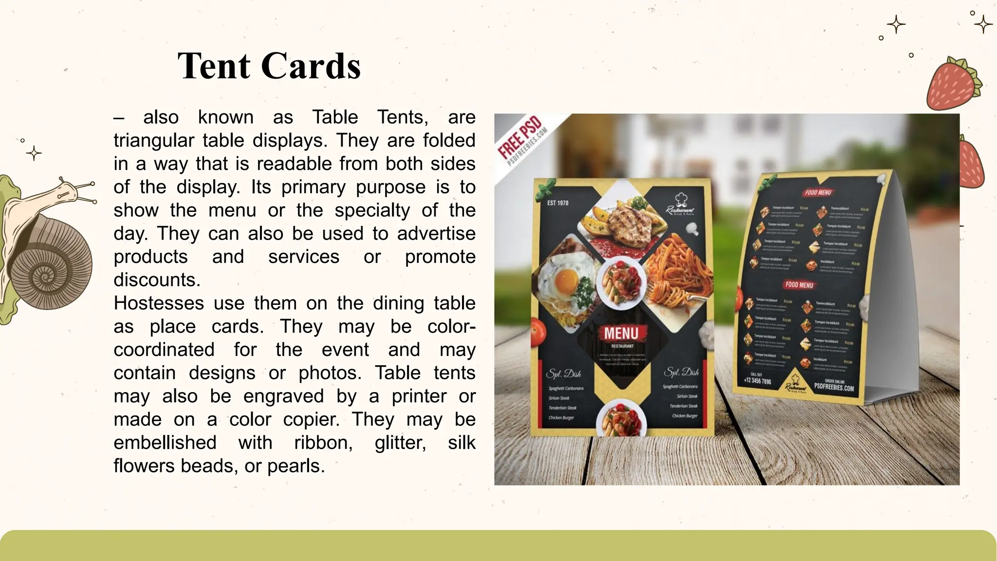TENT CARDS.power pointc presentation for | PPTX
