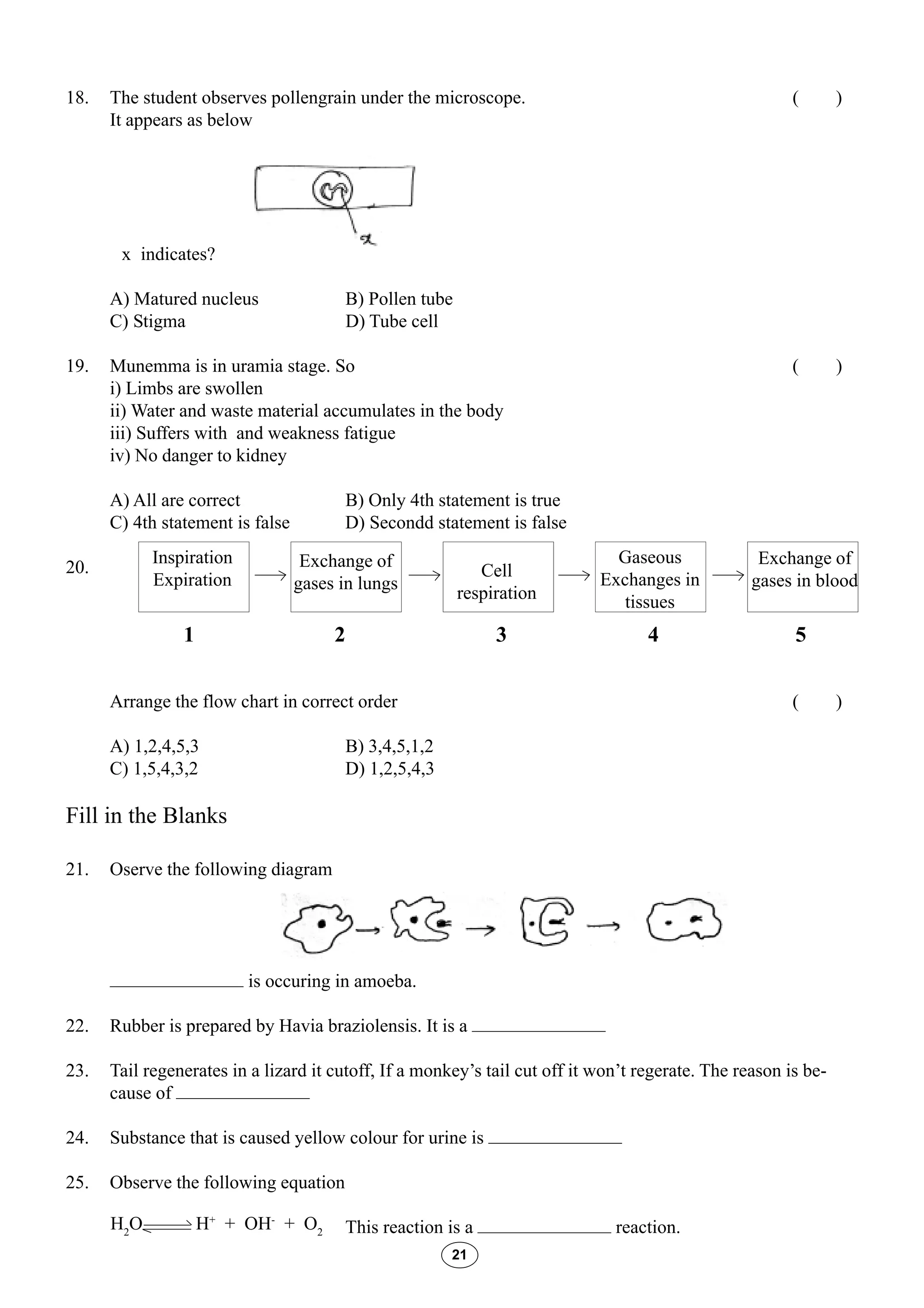 Tenth class-state syllabus-model paper-em-ap-biology | PDF