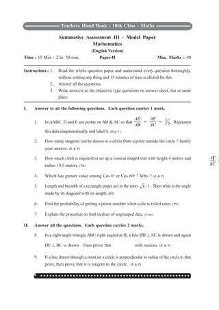 Tenth class-state syllabus-model paper-em-ts-maths | PDF
