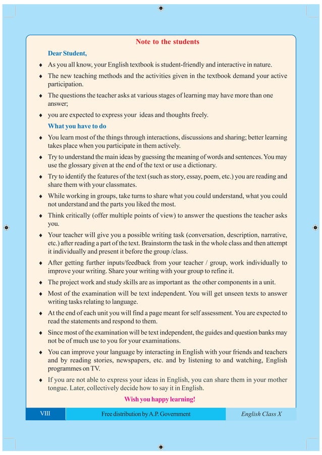 Tenth class state syllabus-text book-em-tm-ap-ts-english | PDF